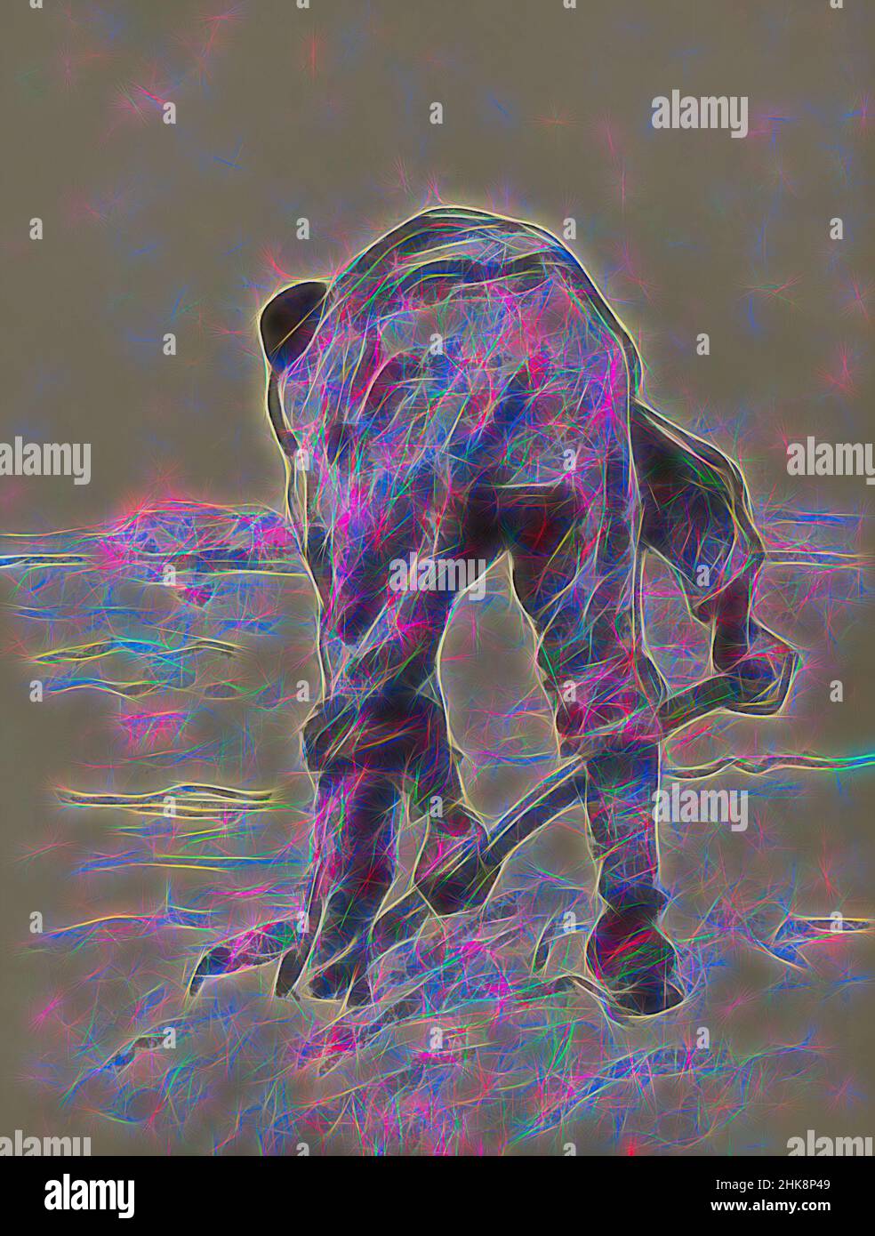 Inspired by Digging man, a pile-driver, Reimagined by Artotop. Classic ...