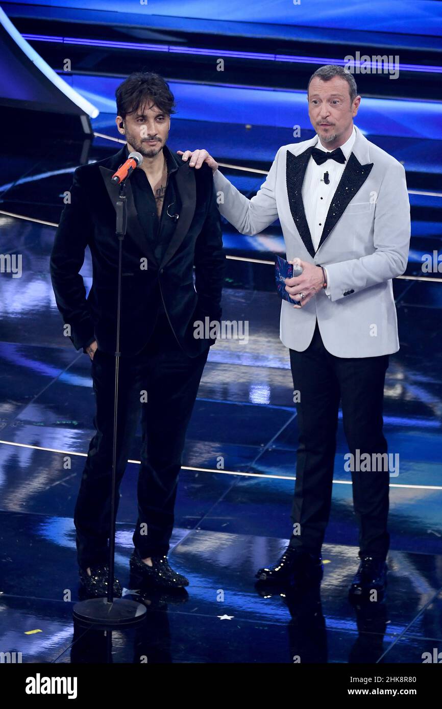 Sanremo, 72nd Italian Song Festival, Second Evening. Fabrizio Moro ...