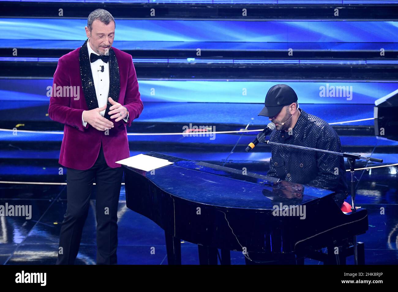 Sanremo, 72nd Italian Song Festival, Second Evening. Checco Zalone is ...