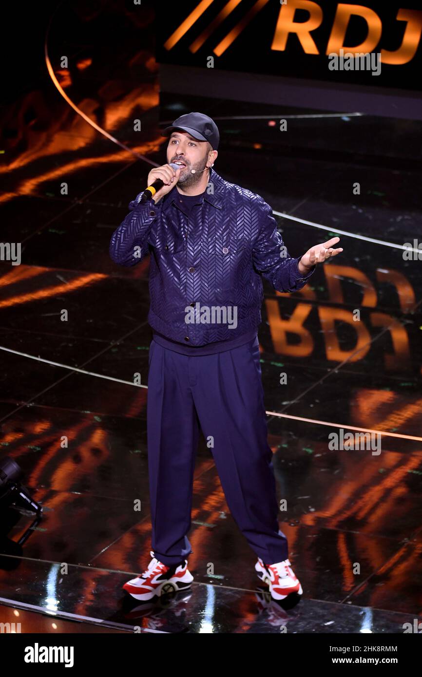 Sanremo, 72nd Italian Song Festival, Second Evening. Checco Zalone is ...