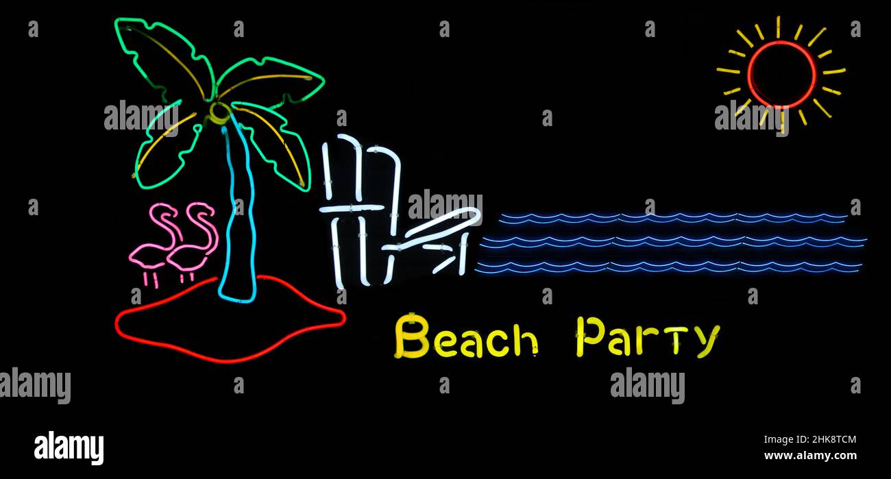 Vintage neon beach party hi-res stock photography and images - Alamy
