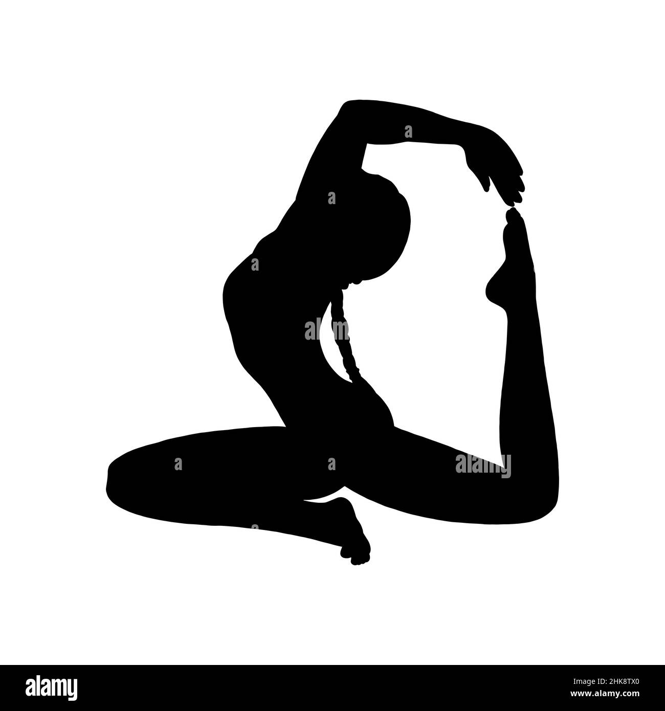 Hatha yoga stretching pose for flexibility. Woman silhouette practicing ...