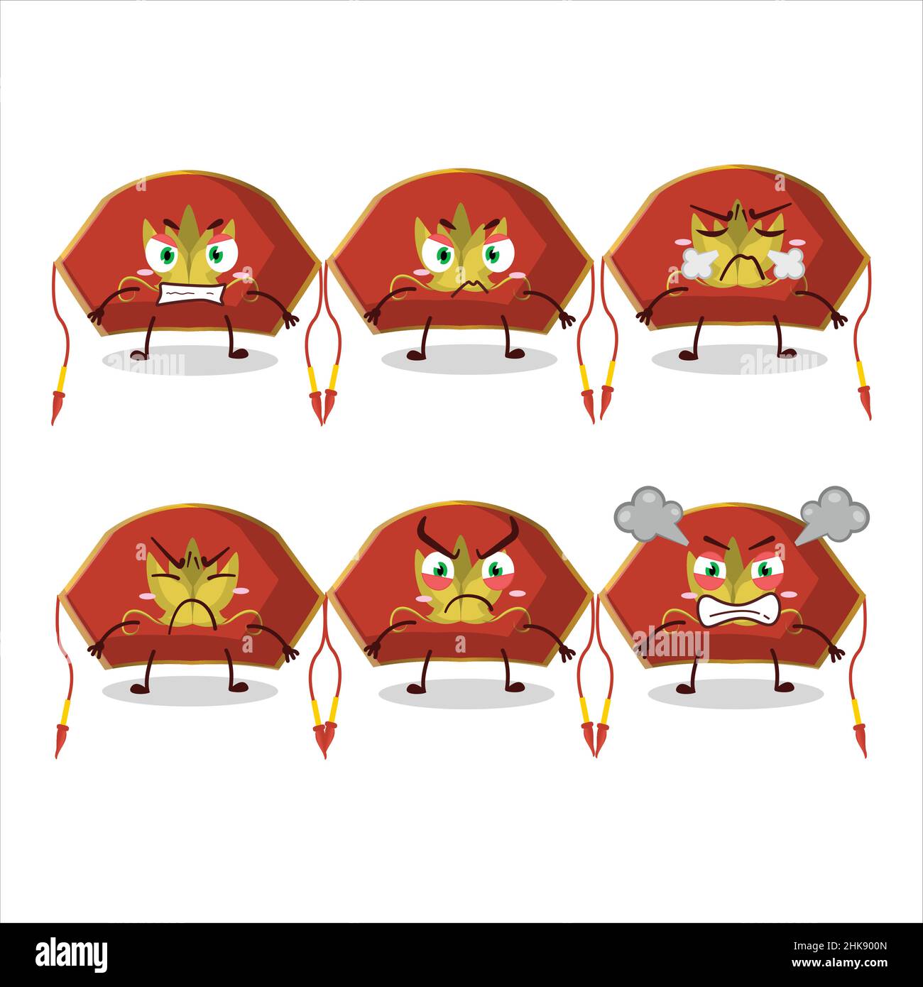Red chinese woman hat cartoon character with various angry expressions ...