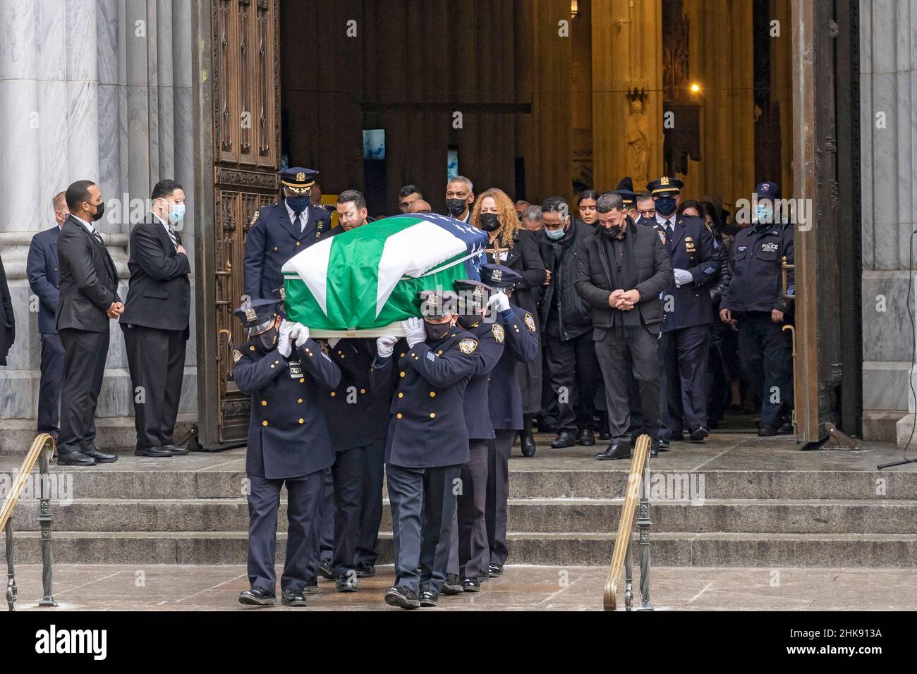 NEW YORK, NEW YORK - FEBRUARY 02: The casket of fallen NYPD officer ...