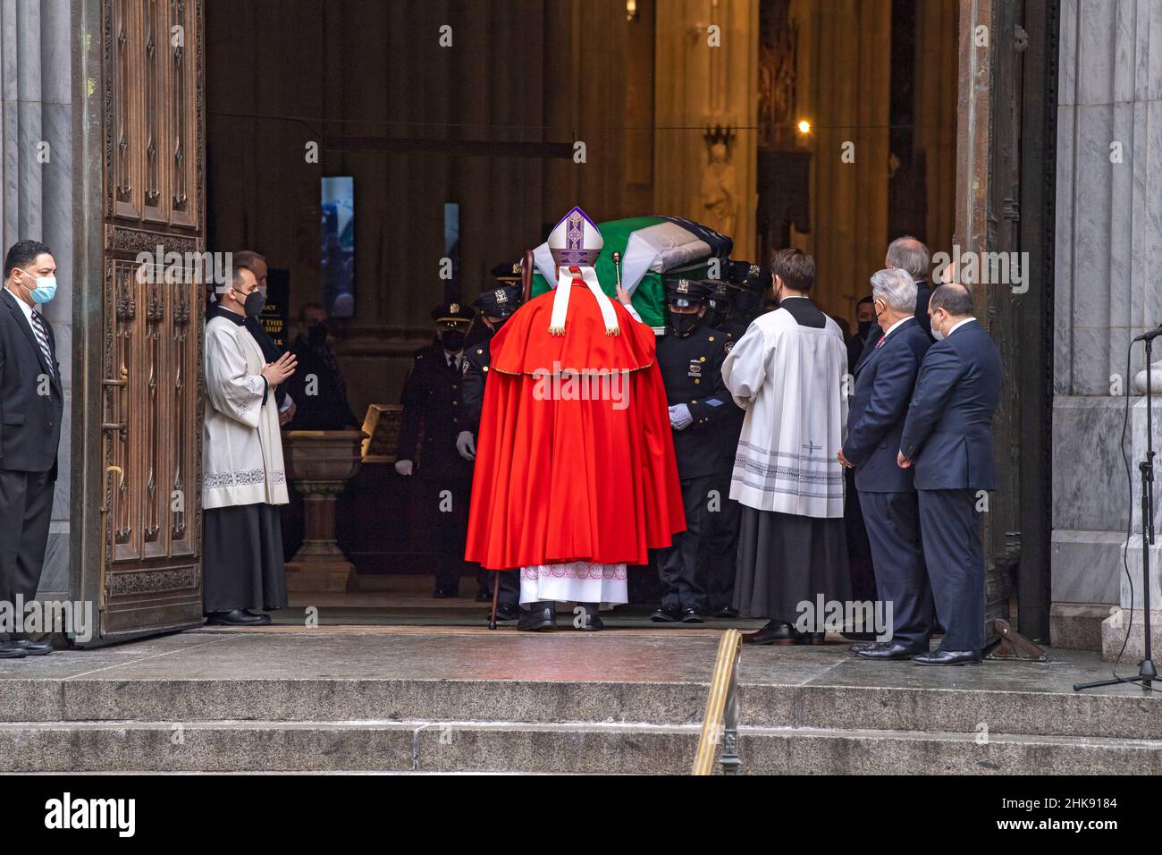 NEW YORK, NEW YORK - FEBRUARY 02: Cardinal Timothy Dolan leads the ...