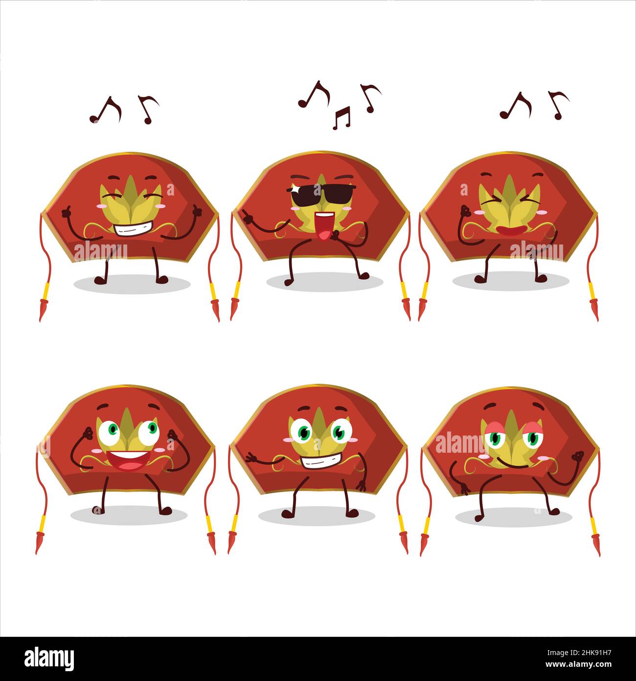 An image of red chinese woman hat dancer cartoon character enjoying the ...