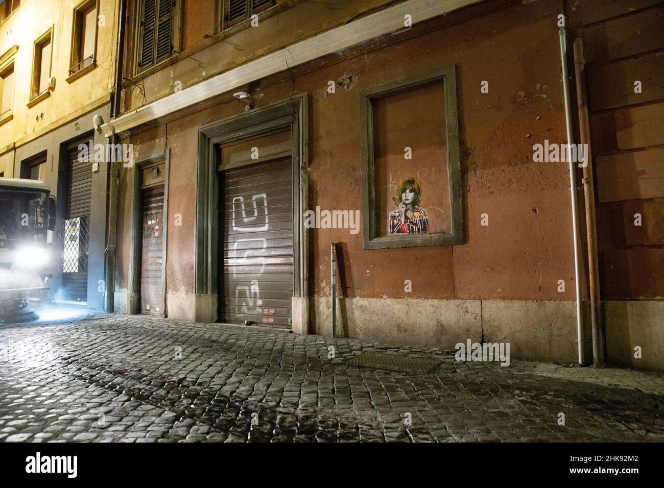 Rome, Italy. 03rd Feb, 2022. View of the work of street artist Harry ...