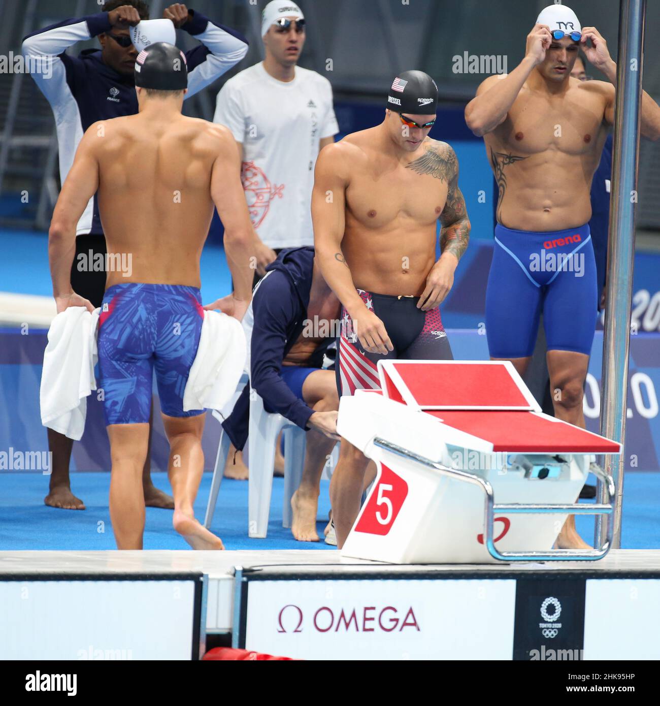 JULY 26th, 2021 - TOKYO, JAPAN: Caeleb Dressel and team USA in action ...