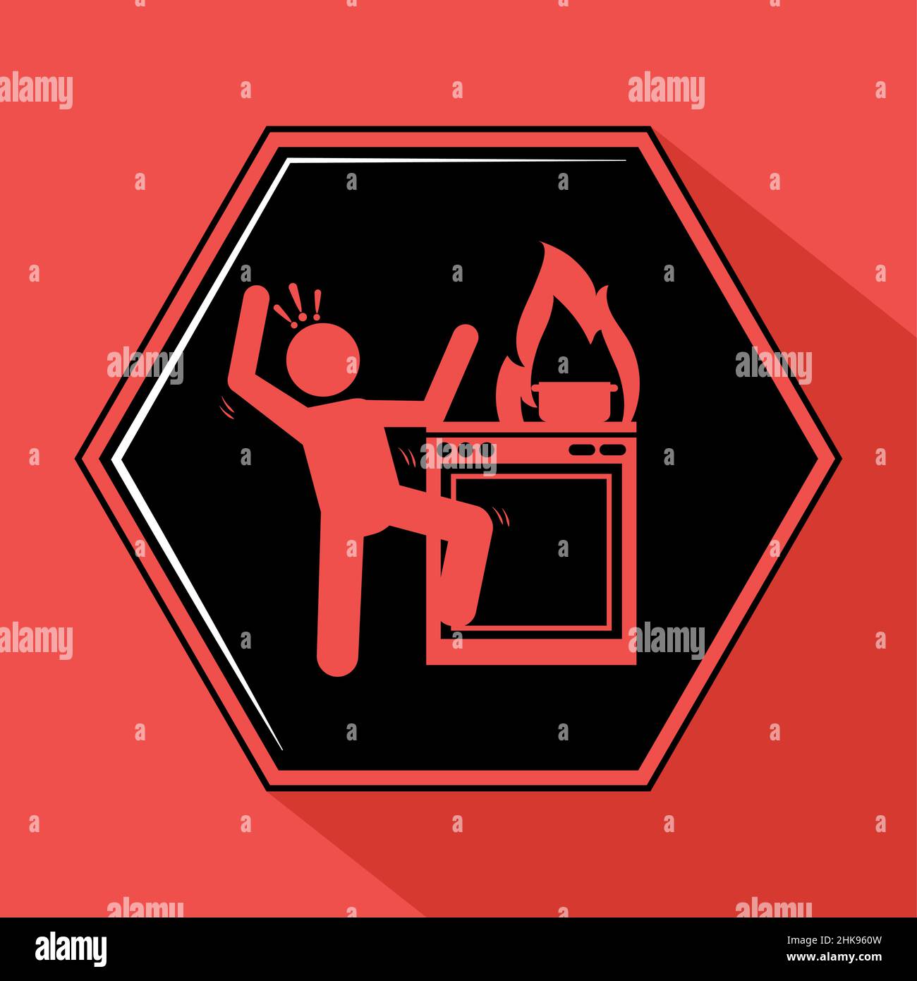 Kitchen fire accident Stock Vector Images - Alamy