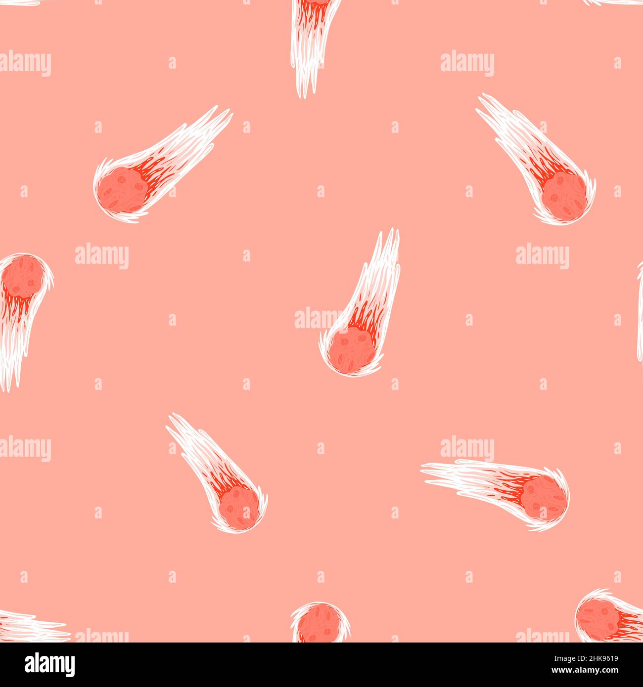 Meteor shower seamless pattern. Hand drawn comets fly background ...