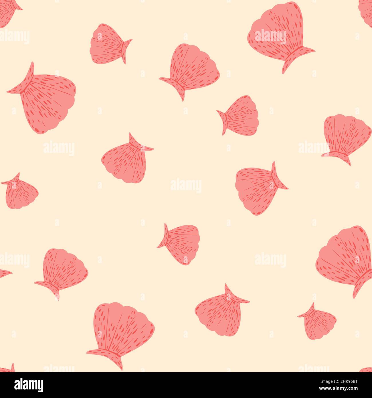 Seashells seamless pattern. Cute conch in doodle style. Beautiful ...