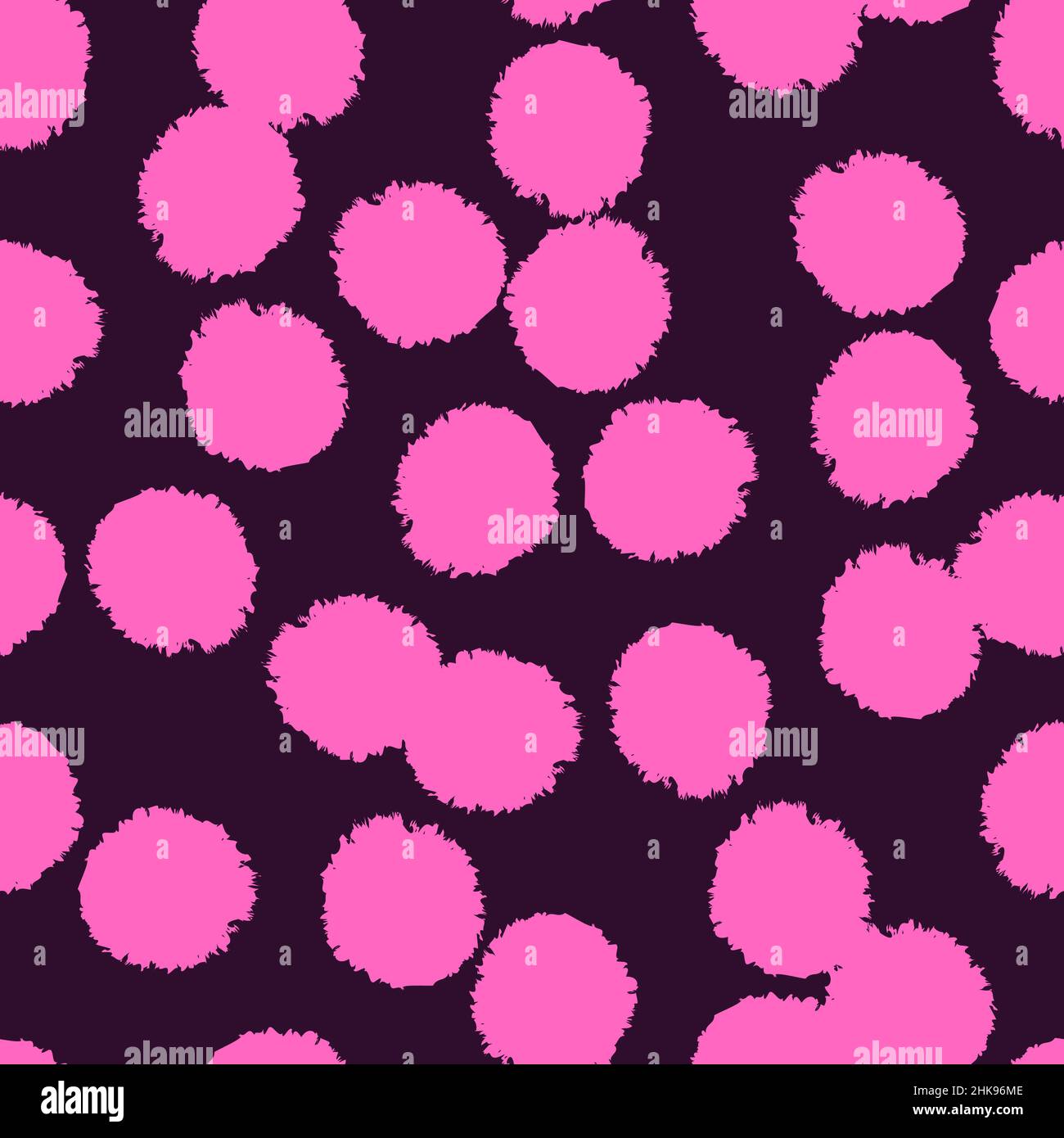 Pom poms of seamless pattern. Hand drawn cute background. Repeated texture in doodle style for ...