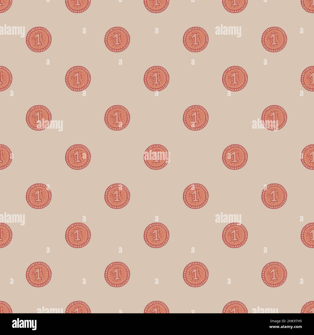 Coins seamless pattern. Hand drawn background from money. Repeated ...