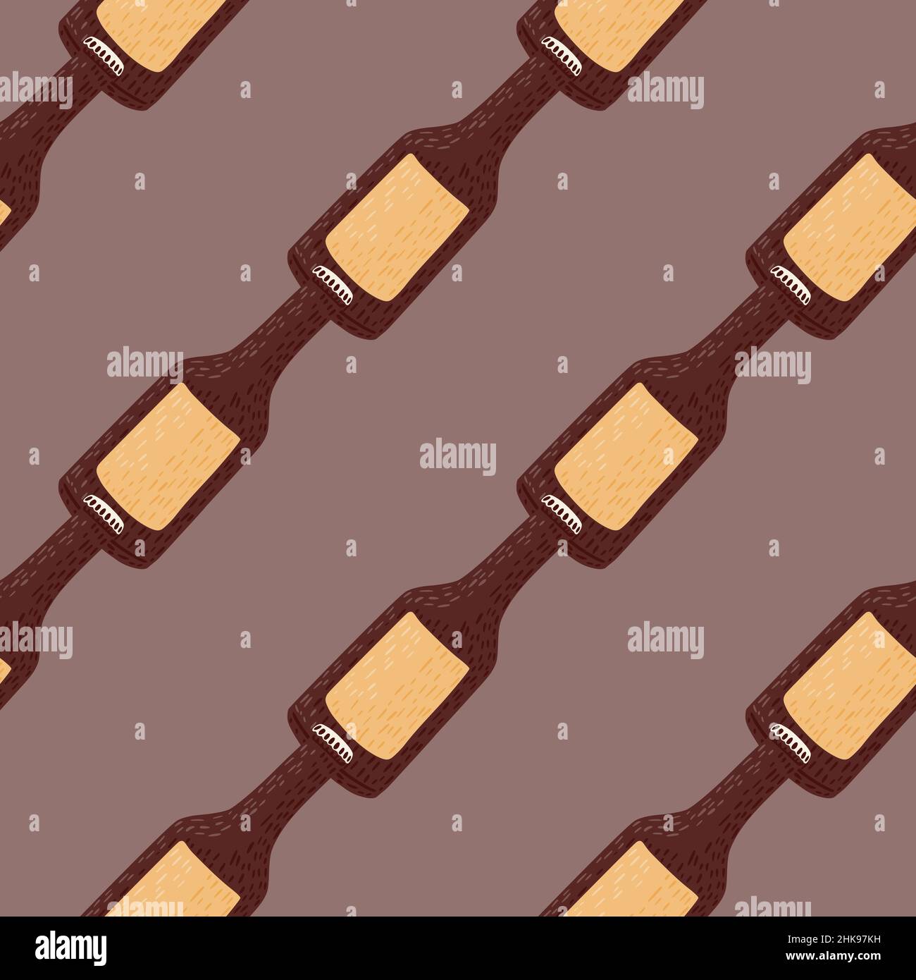 Bottle alcohol seamless pattern. Hand drawn background for menu ...