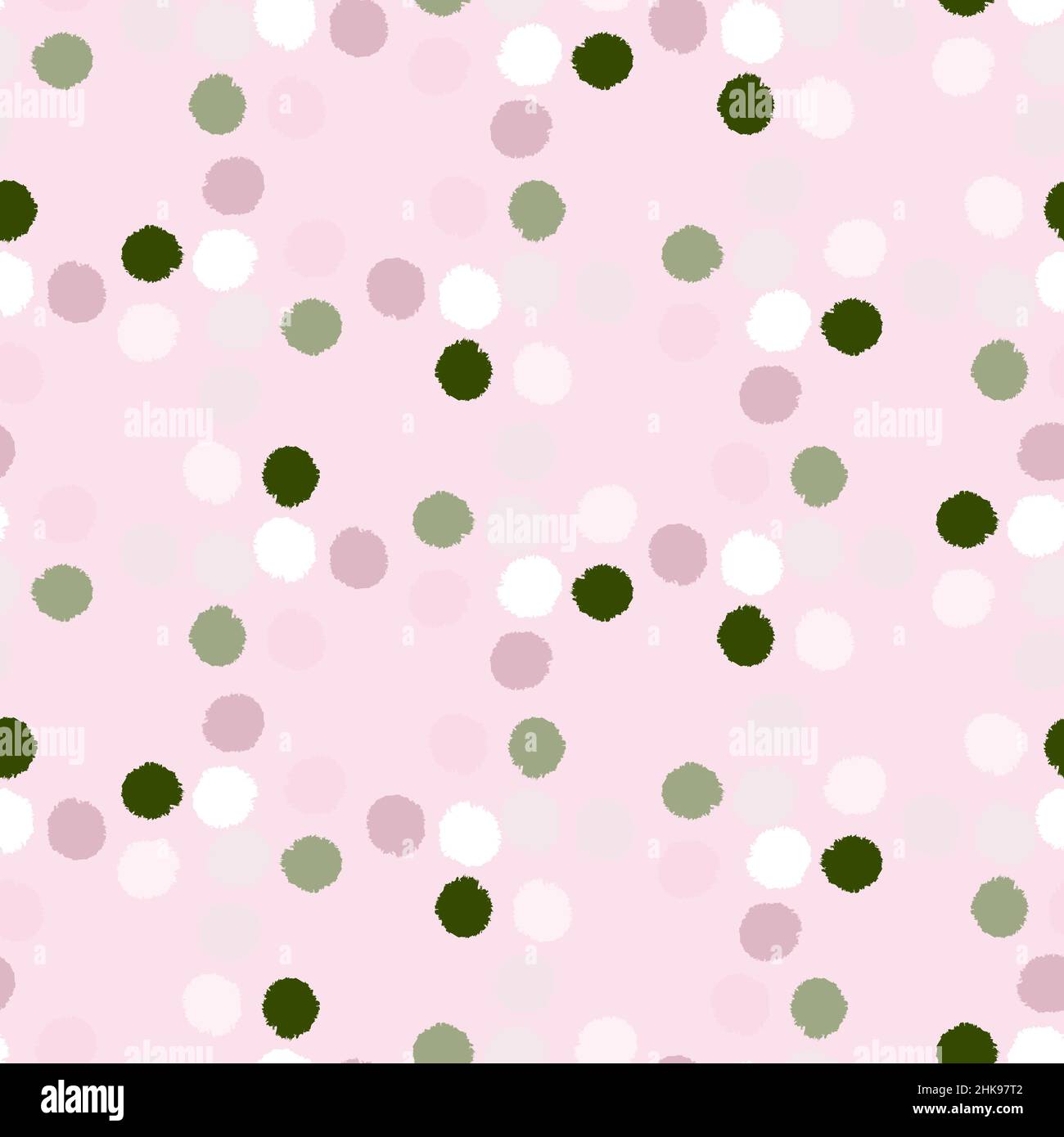 Pom poms of seamless pattern. Hand drawn cute background. Repeated texture in doodle style for ...