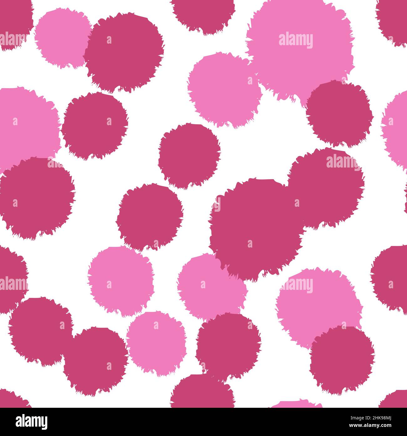Pom poms of seamless pattern. Hand drawn cute background. Repeated texture in doodle style for ...