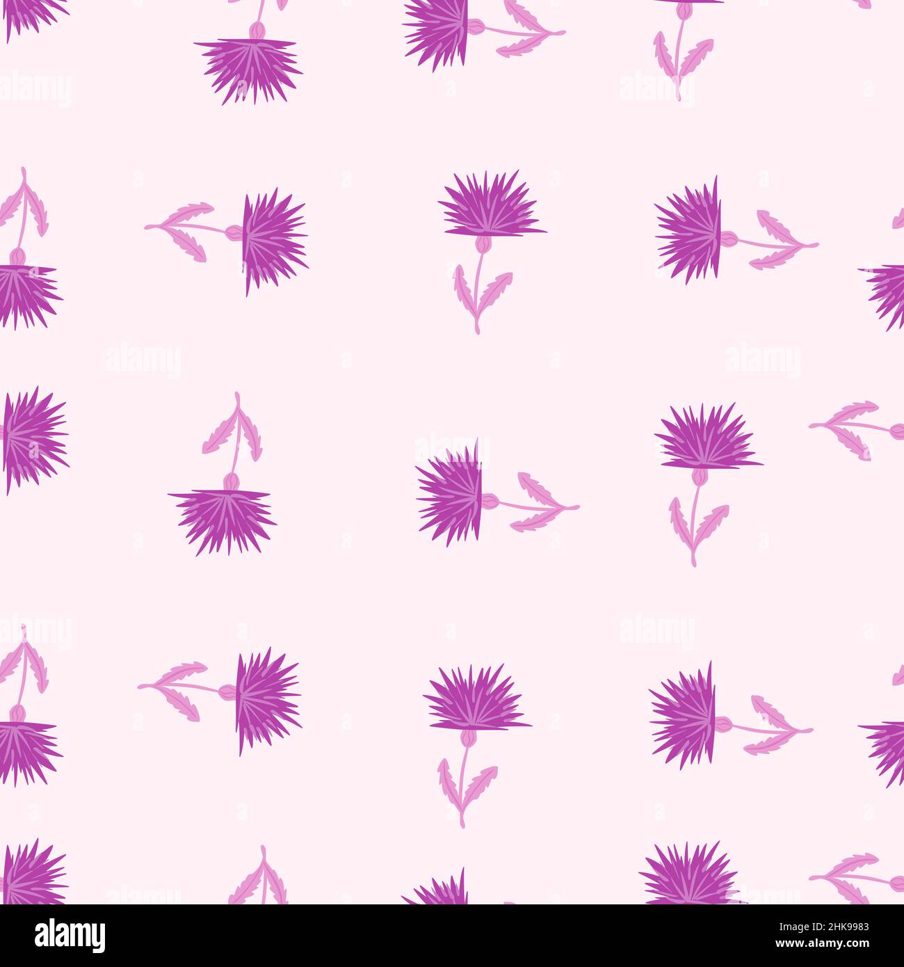 Dandelion cute seamless pattern. Hand drawn meadow background. Repeated ...