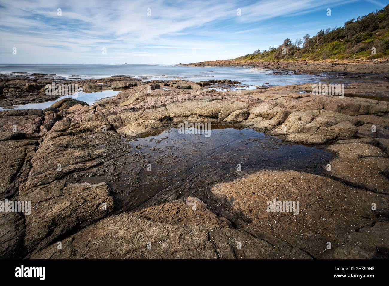 Rockpools along the coast at Bass Point Reserve on NSW South Coast ...