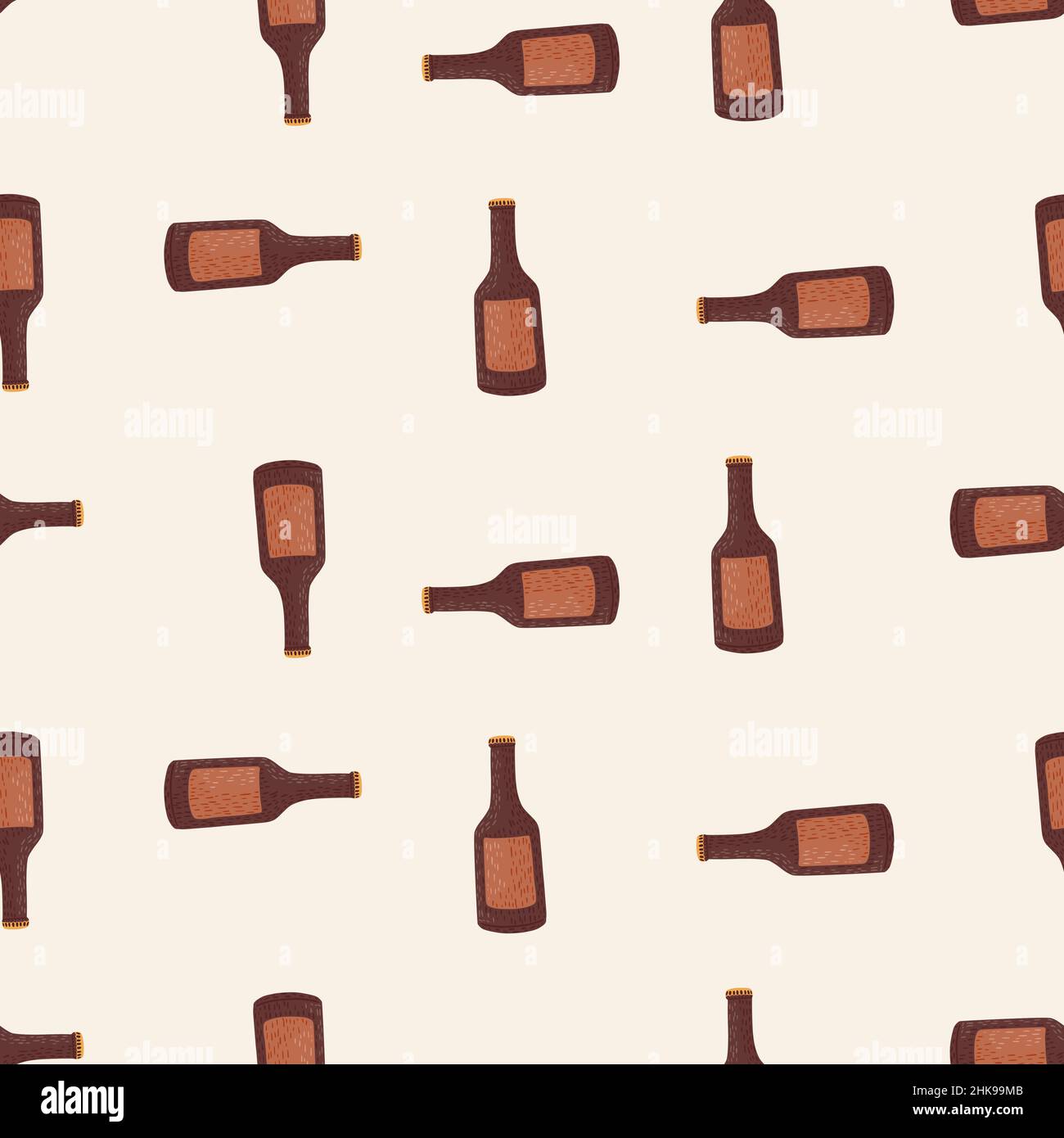 Bottle alcohol seamless pattern. Hand drawn background for menu ...