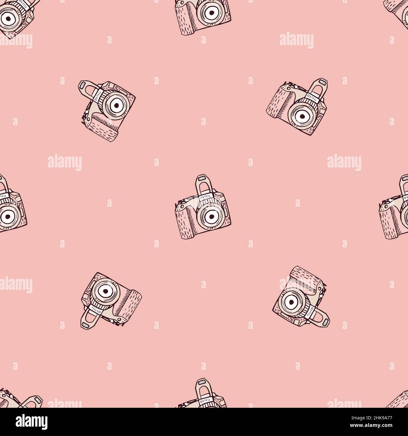 Photo camera vintage seamless pattern. Retro photo cameras design ...