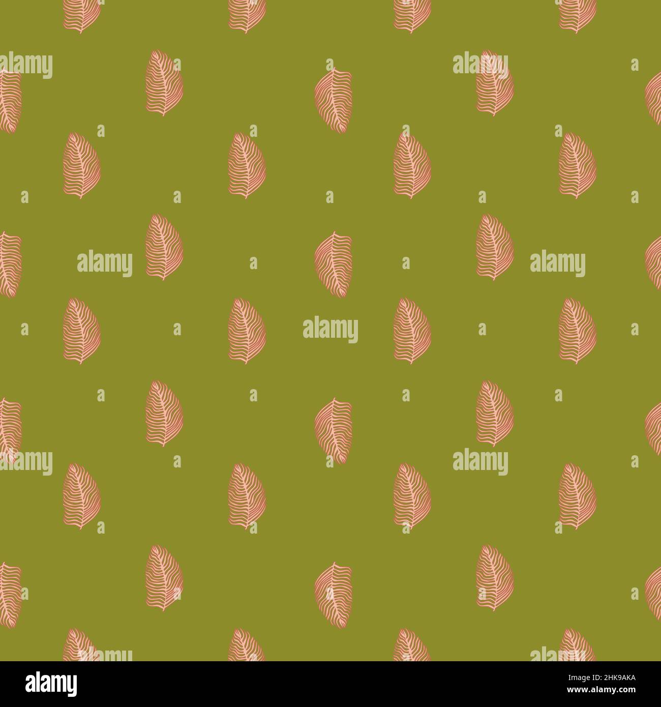 Organic palm leaf seamless pattern with hand drawn foliage print ...