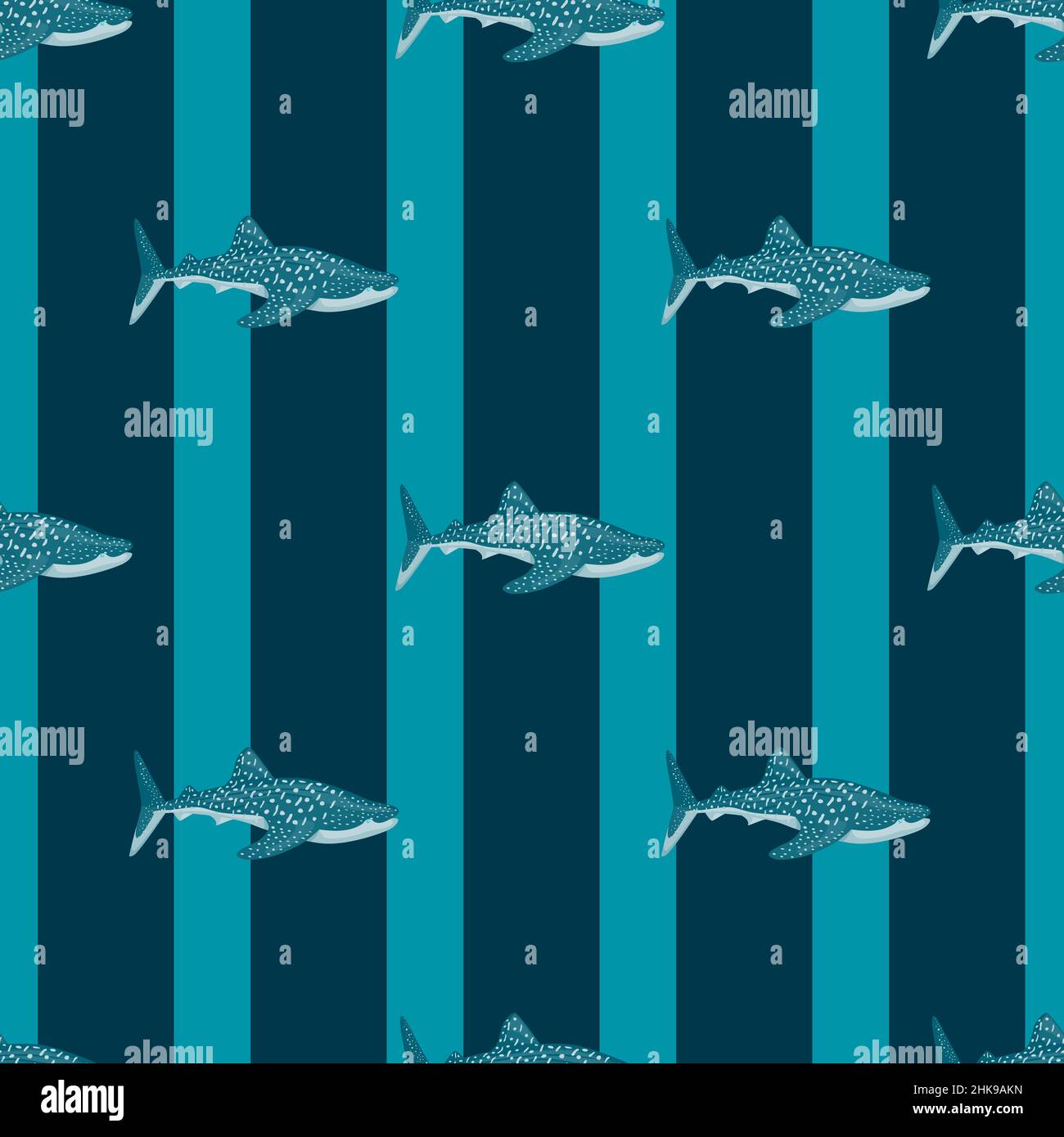 Whale shark seamless pattern in scandinavian style. Marine animals ...
