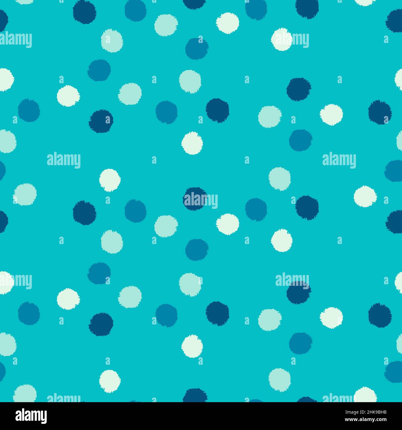 Pom poms of seamless pattern. Hand drawn cute background. Repeated texture in doodle style for ...