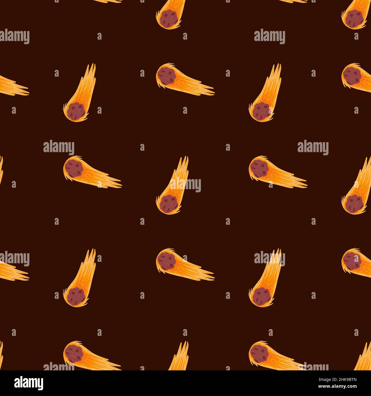 Meteor shower seamless pattern. Hand drawn comets fly background ...