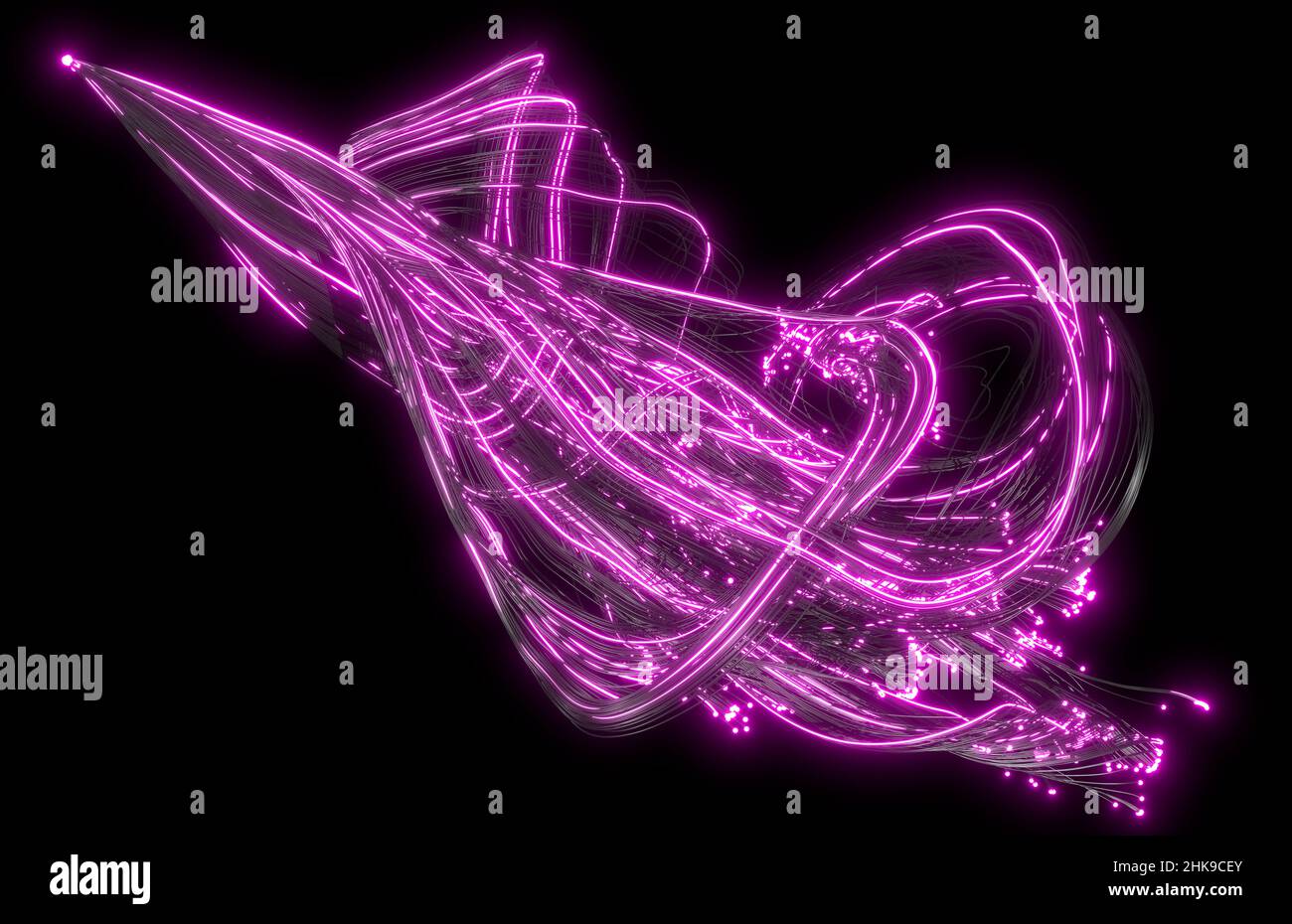 Beautiful abstract lines on a black background. Neon lights. Modern ...