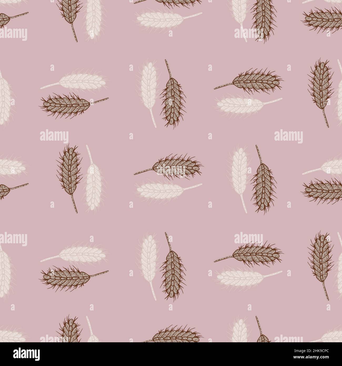Wheat seamless pattern. Cereal crop sketch. Repeated texture in doodle ...