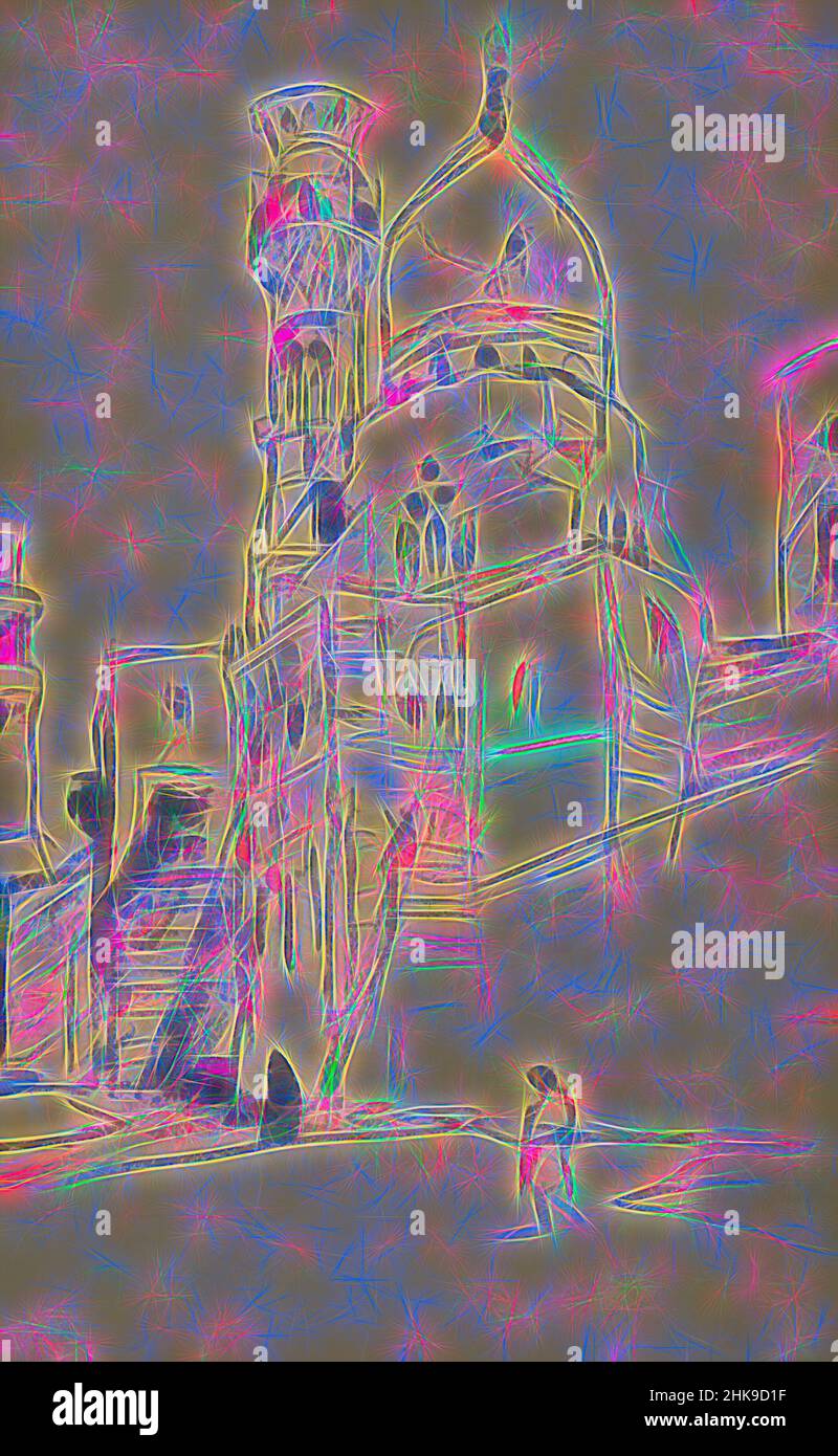 Inspired by the Kait Bey mosque. Street with a mosque in Cairo. Caïro ...