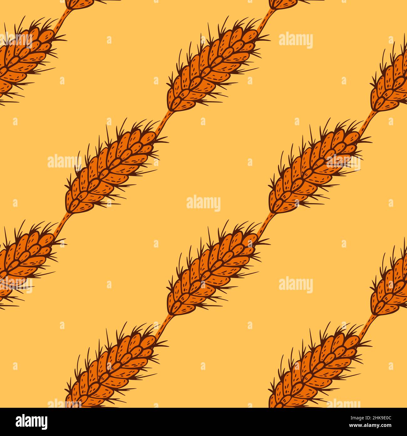 Wheat seamless pattern. Cereal crop sketch. Repeated texture in doodle ...