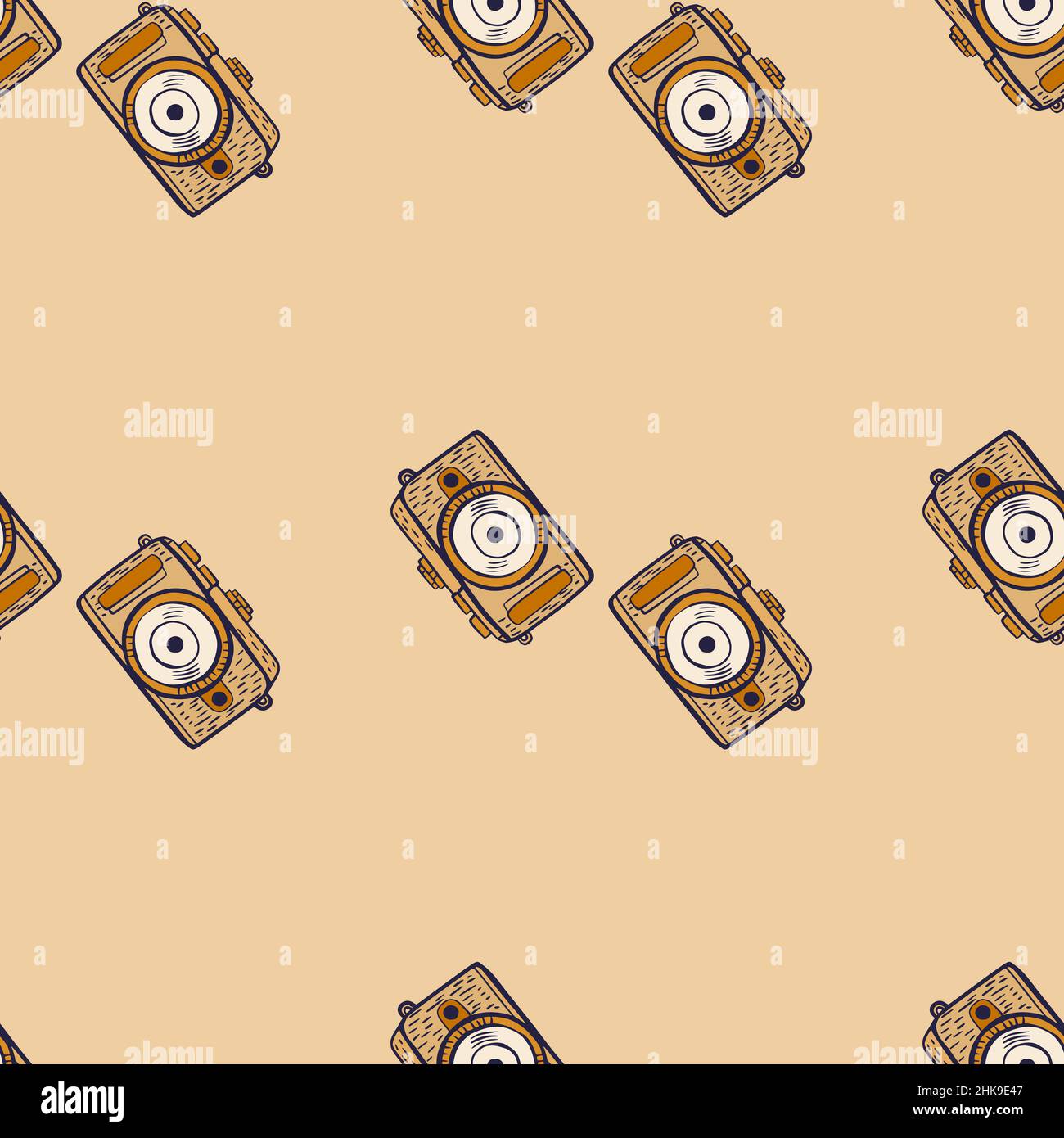 Photo camera seamless pattern. Cute vintage cameras background ...