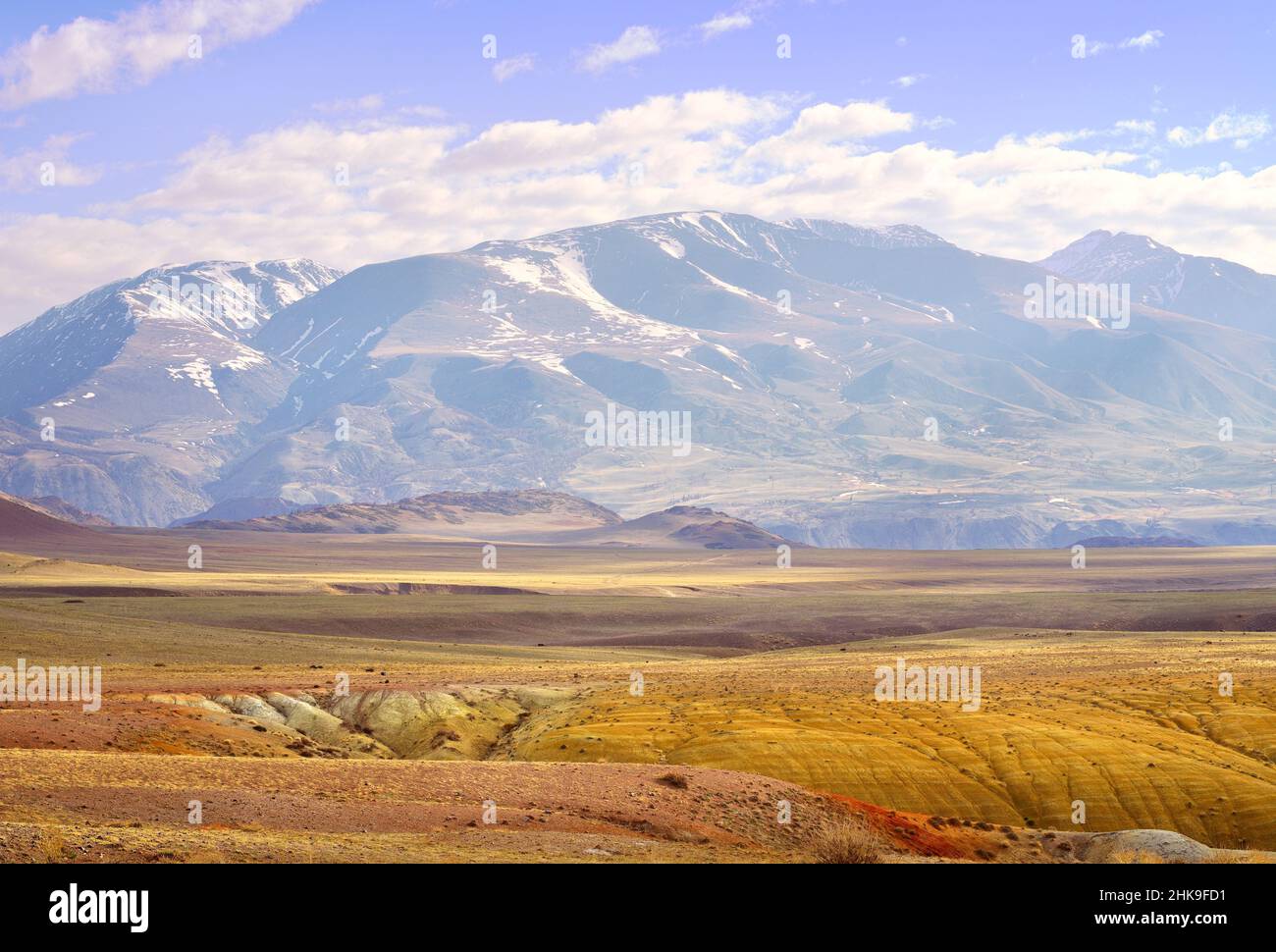 Chui Valley in the Altai Mountains. The slope of the river terrace with ...