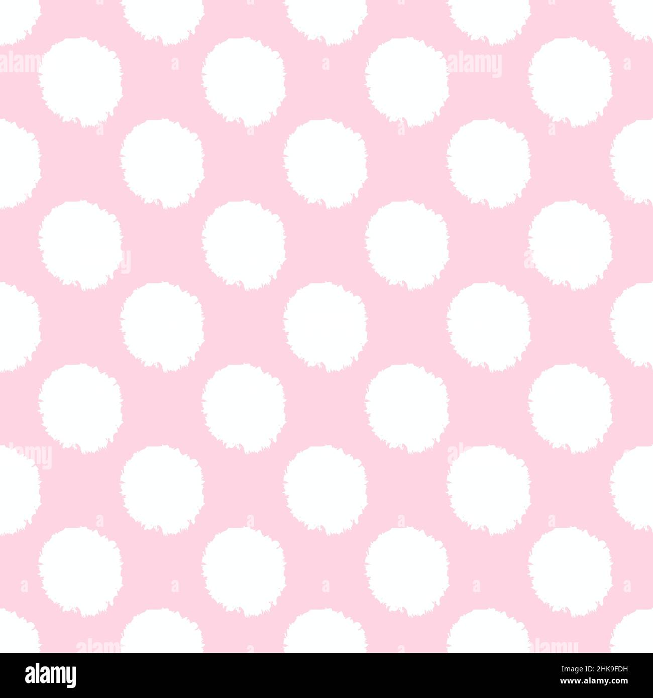 Pom poms of seamless pattern. Hand drawn cute background. Repeated texture in doodle style for ...