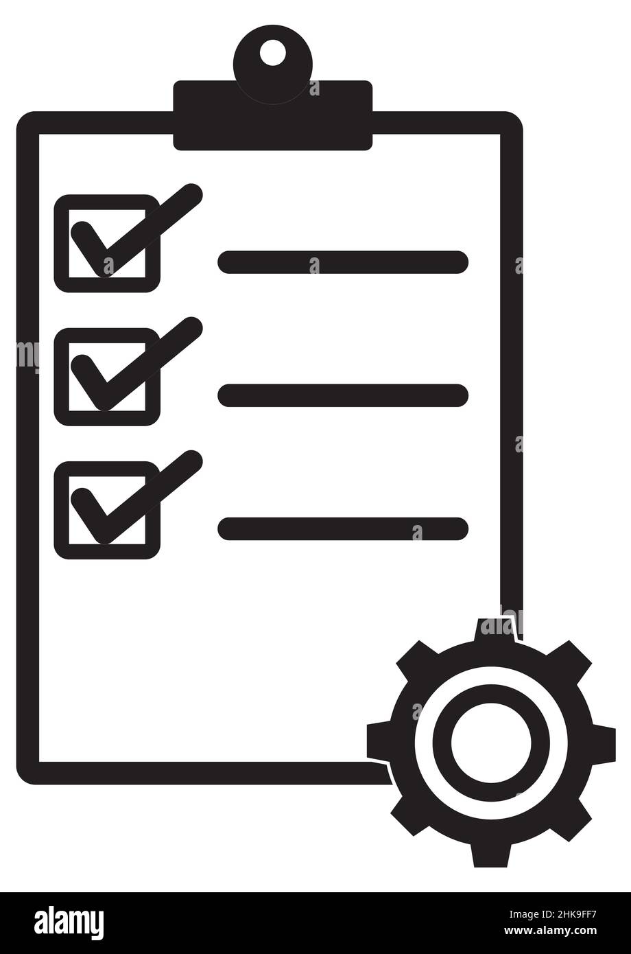 clipboard with gear icon on white background. technical support check ...