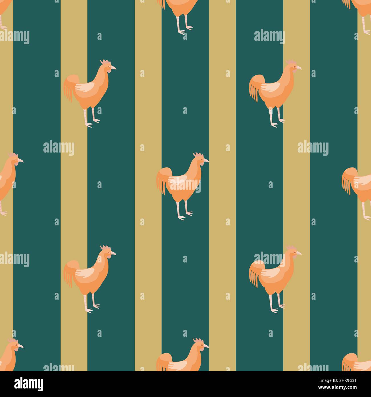 Seamless pattern of rooster. Domestic animals on colorful background ...