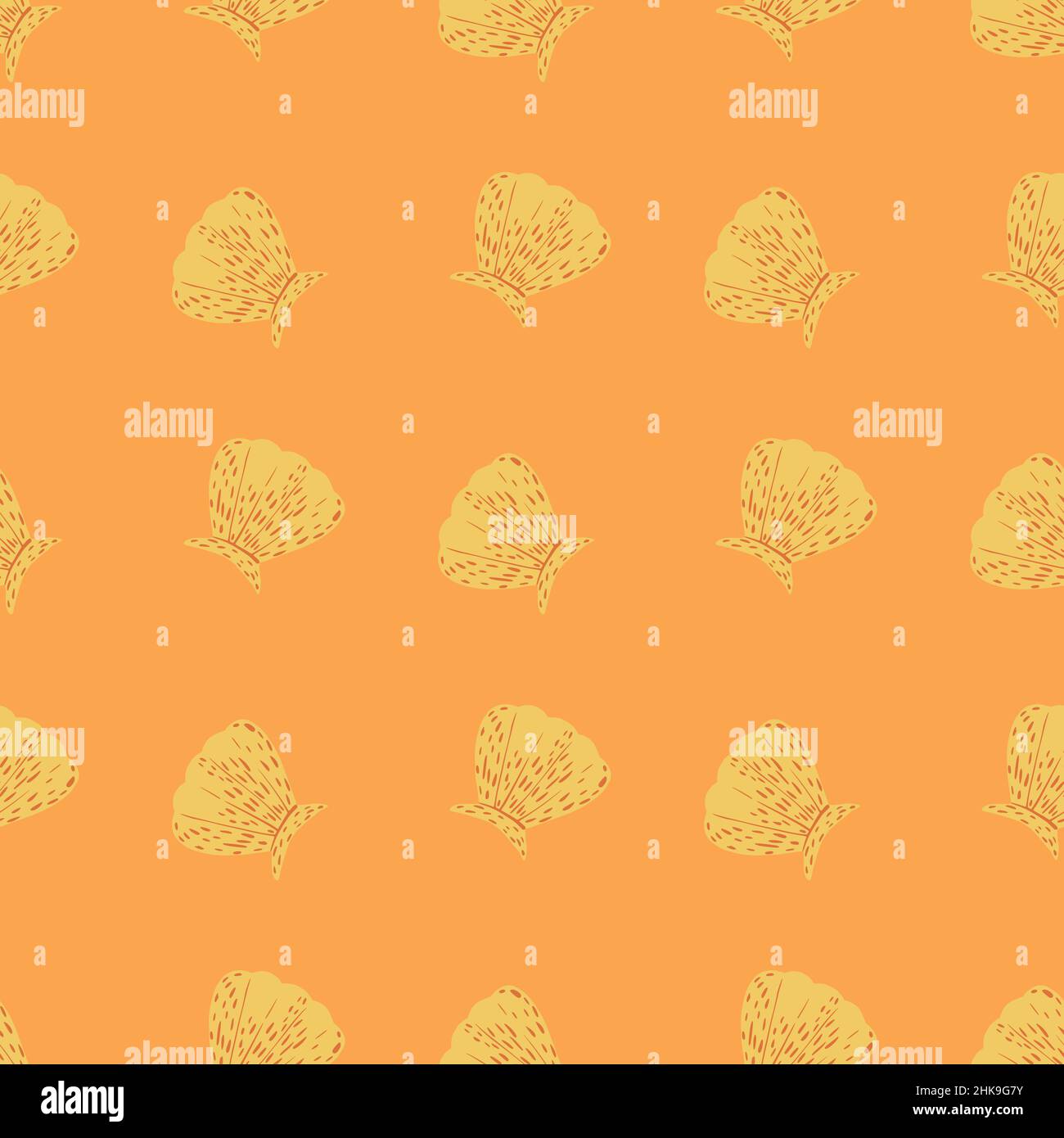 Seashells seamless pattern. Cute conch in doodle style. Beautiful ...