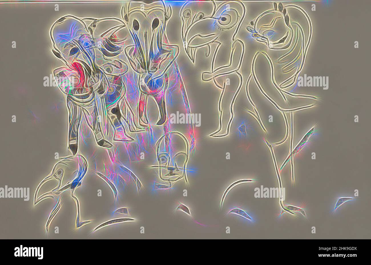 Inspired by Also fantasy figures, a head and a bird. Human figures with ...