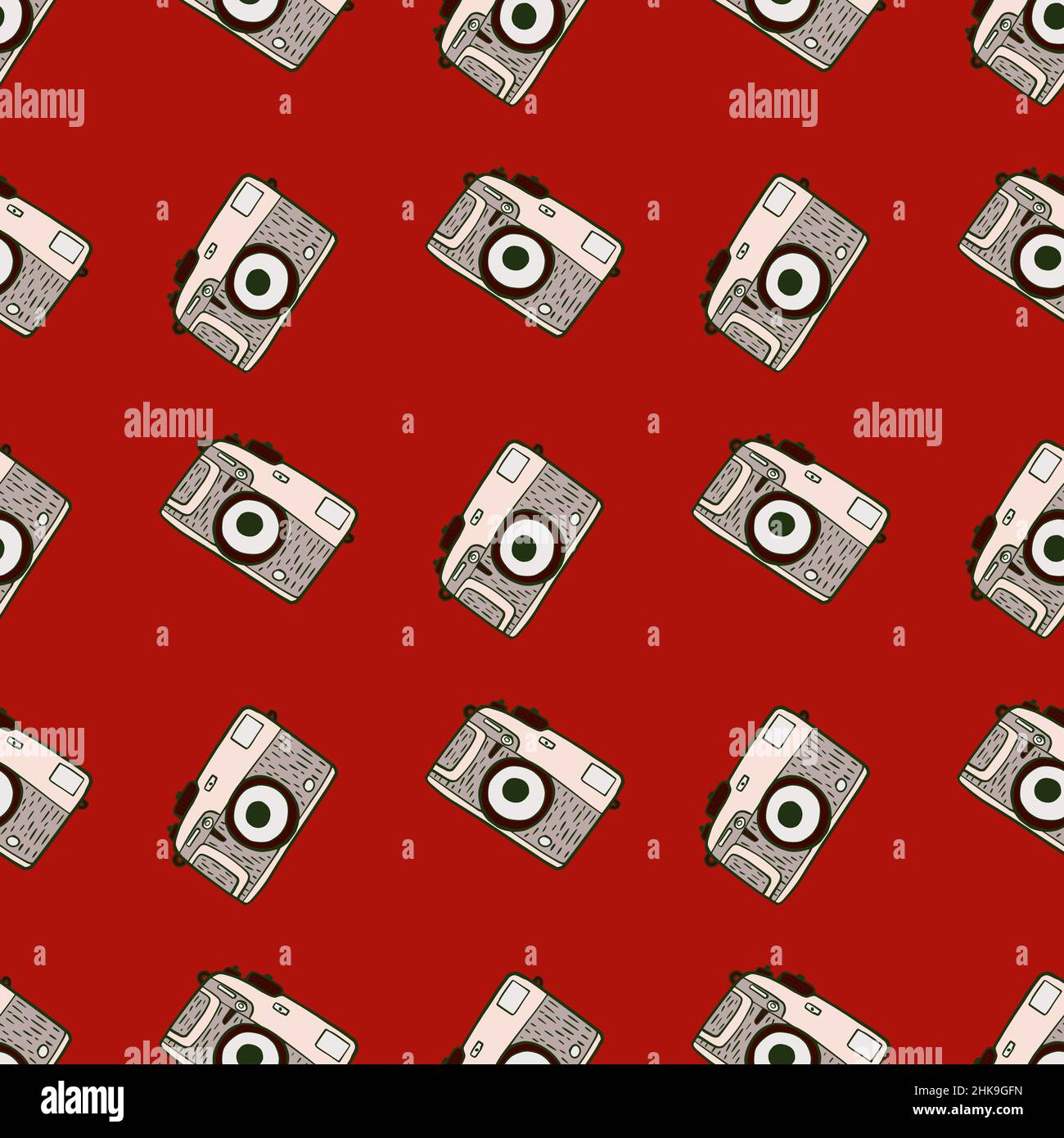Photo camera vintage seamless pattern. Retro photo cameras design ...