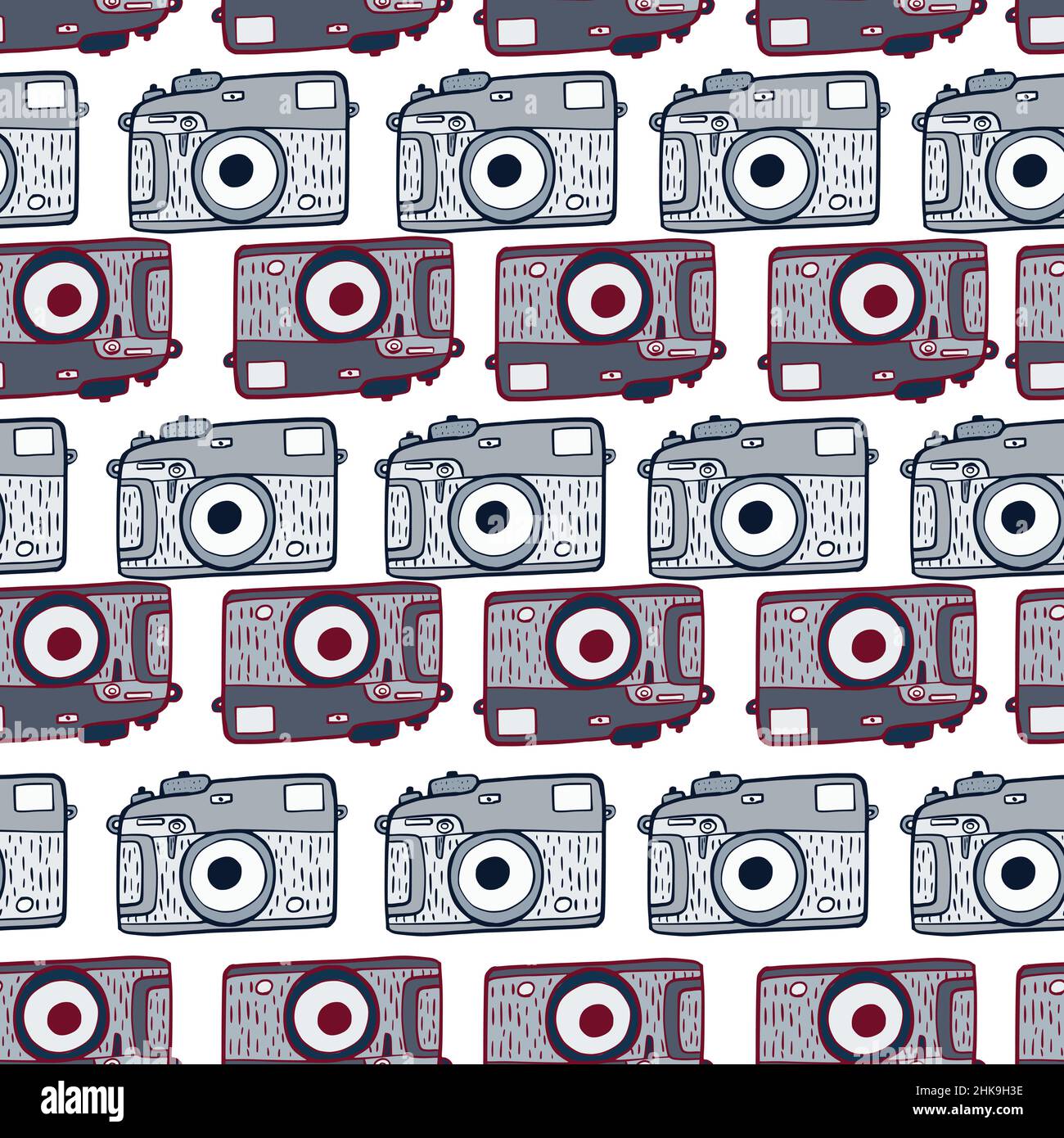 Photo camera vintage seamless pattern. Retro photo cameras design ...