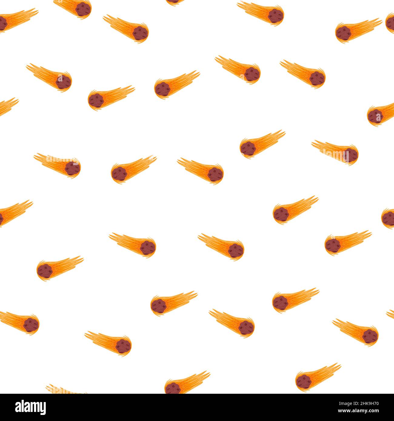 Meteor shower seamless pattern. Hand drawn comets fly background ...