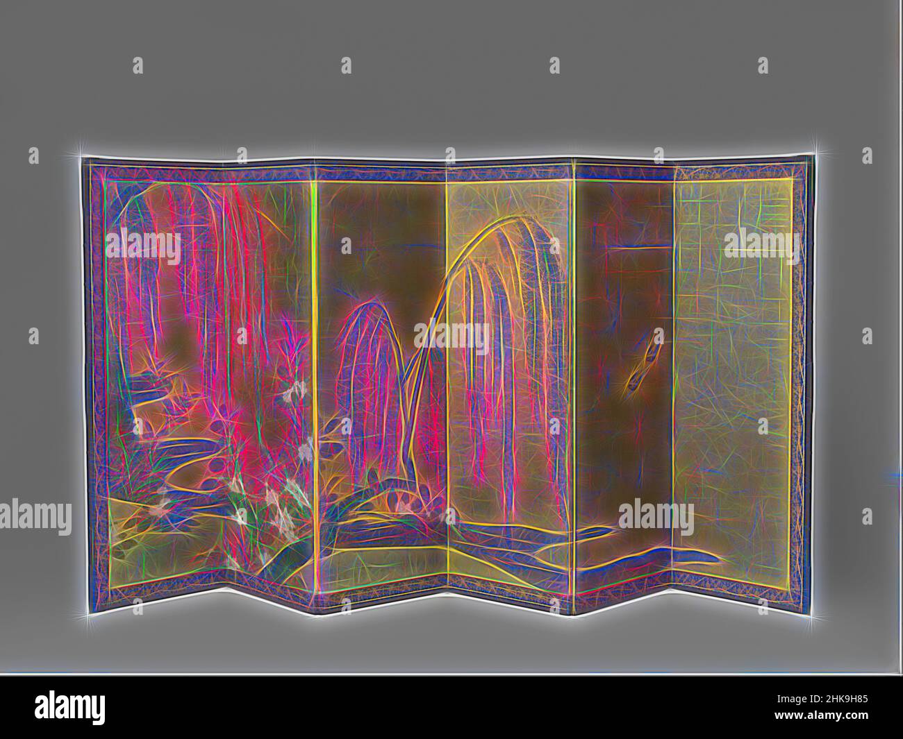 Inspired by Room Screens Early Spring, Six-leaf room screen with a ...