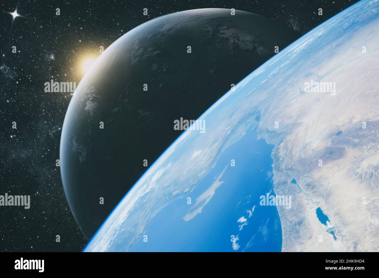 Earth and galaxy. Elements of this image furnished by NASA Stock Photo ...