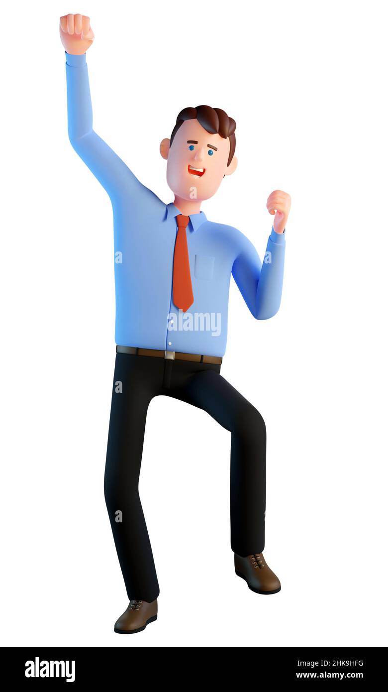 3d man celebrating a victory. Businessman winner Stock Photo - Alamy