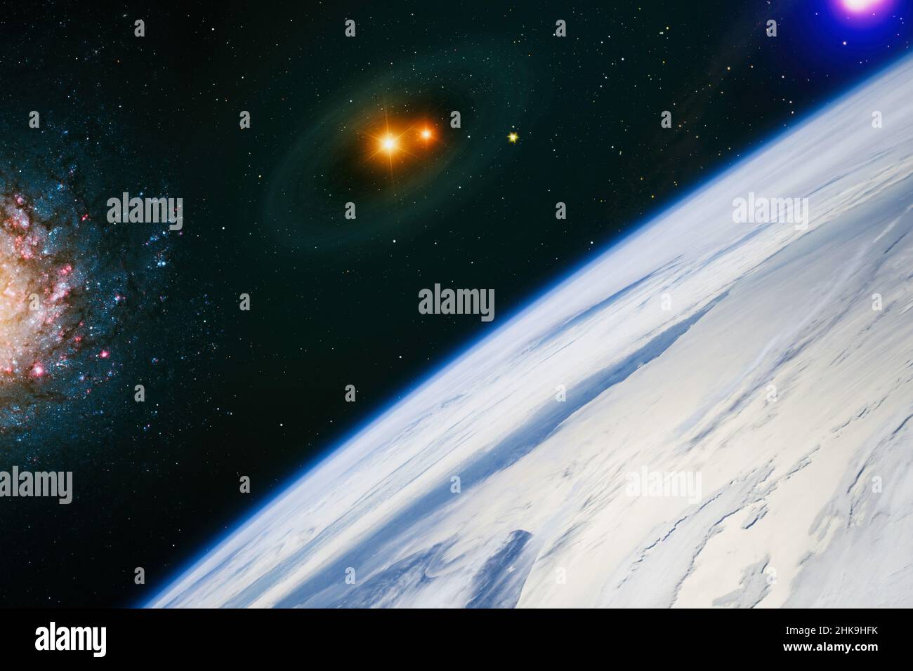 Earth orbit. Universe. Abstract science backgrounds. NASA imagery used ...