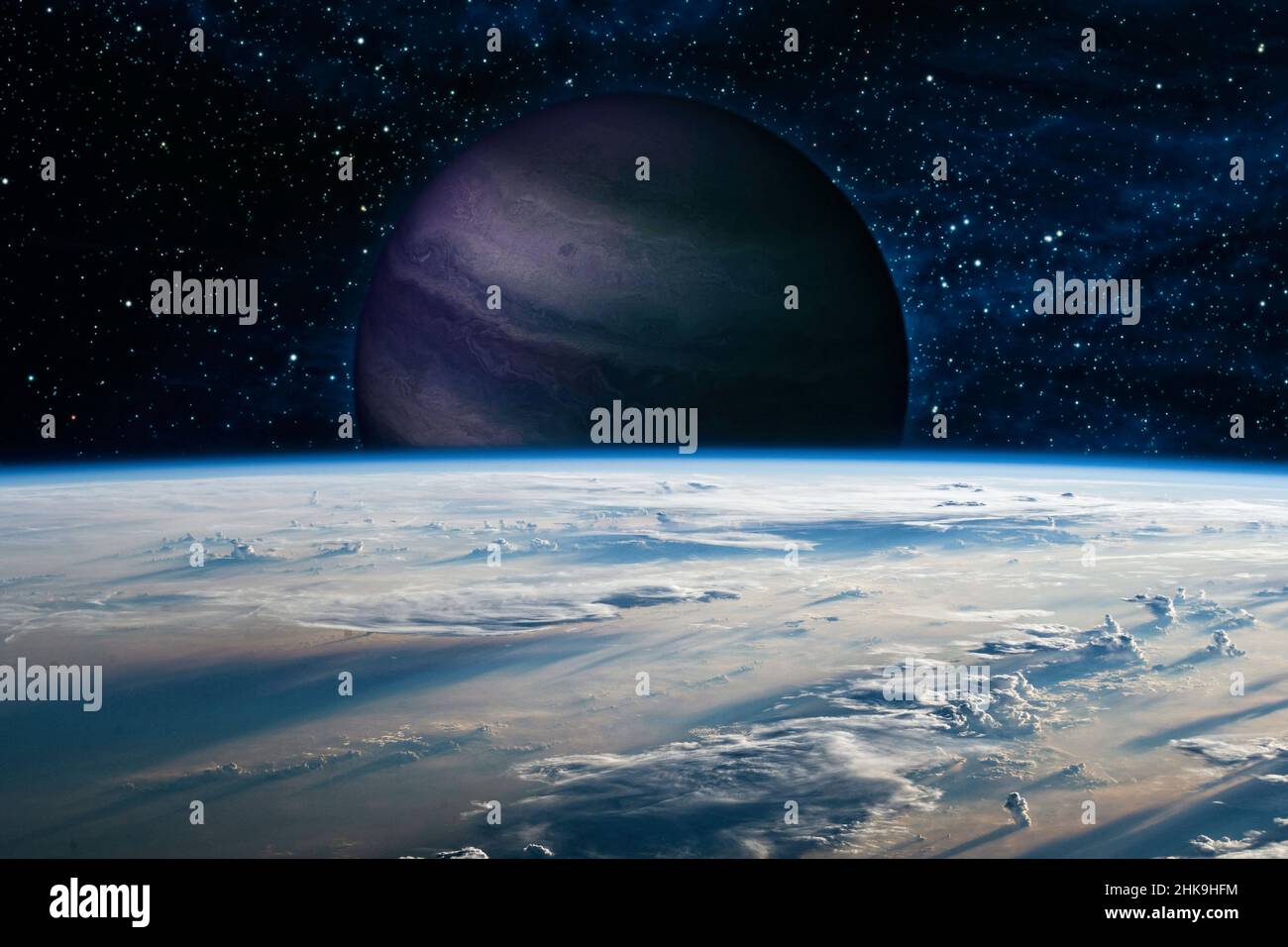 Chaotic space background. Planets, stars and galaxies in outer space ...