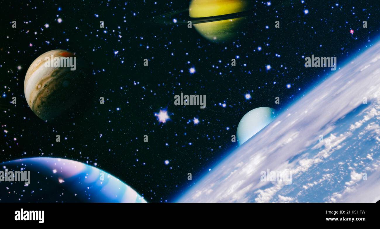 Earth and galaxy. Elements of this image furnished by NASA Stock Photo ...
