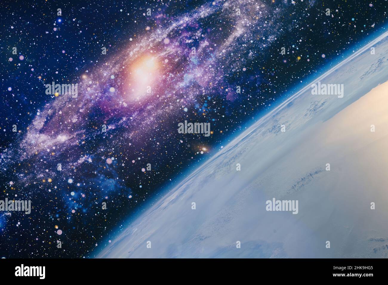 Earth and galaxy. Elements of this image furnished by NASA Stock Photo ...