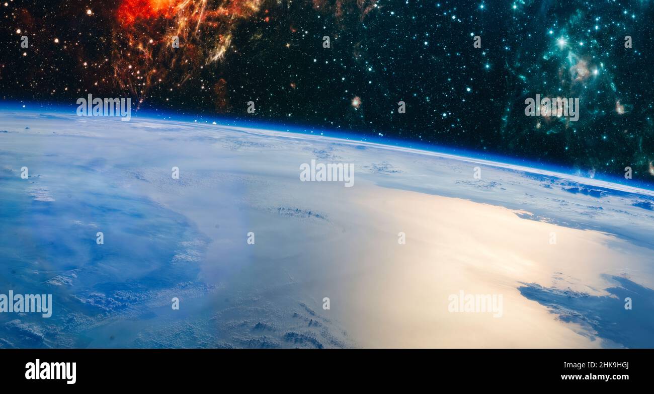 Earth and galaxy. Elements of this image furnished by NASA Stock Photo ...